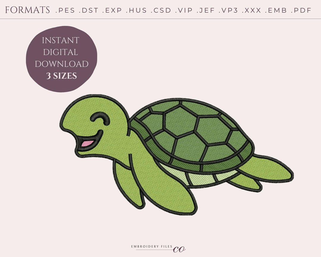 Cute Turtle Embroidery Designs. Sea Turtle Embroidery for Kid. Turtle ...