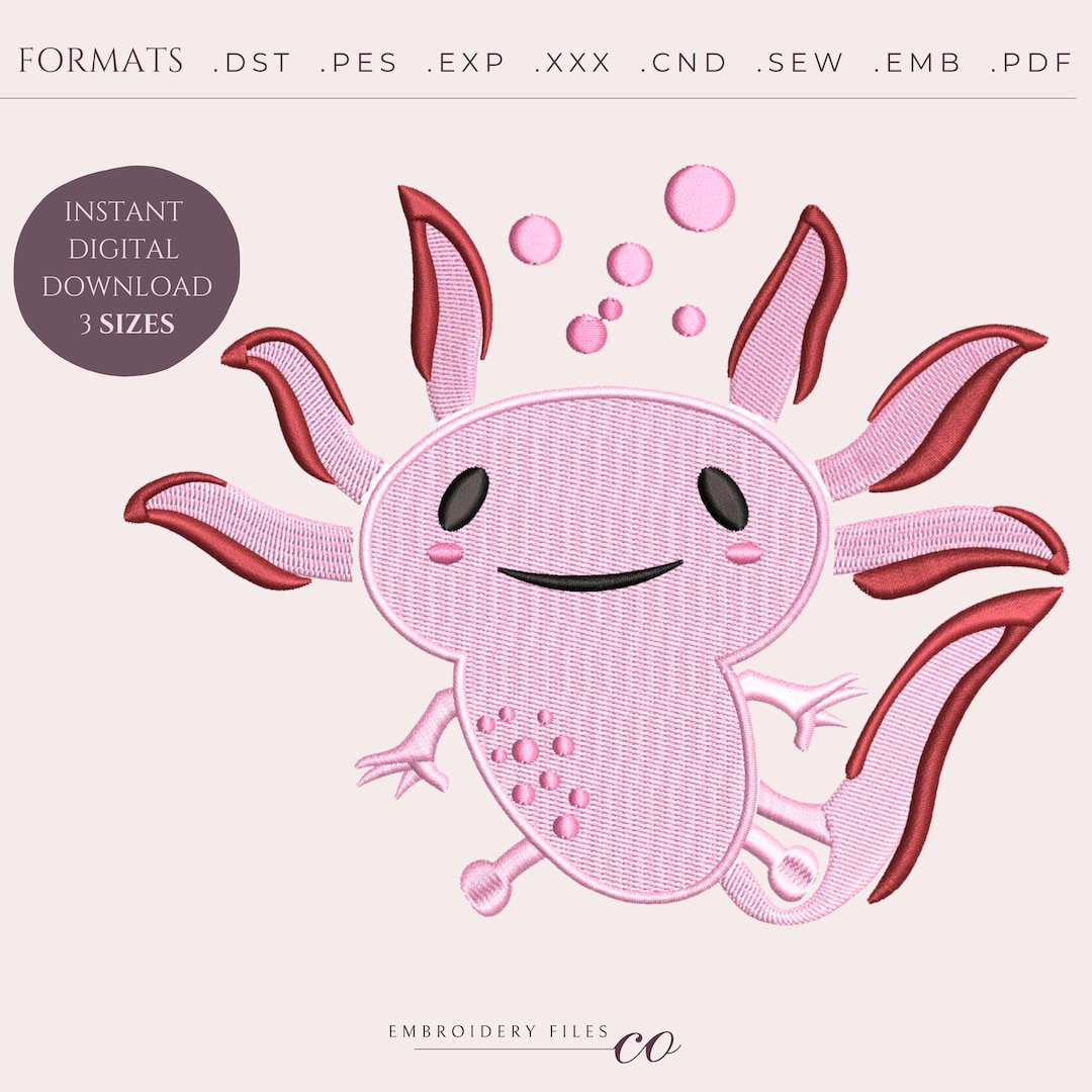 Reptile, motifs de broderie axolotl. Broderie mignonne et tendance ...