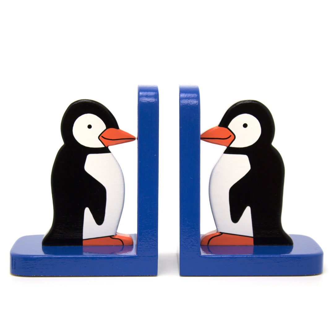 Penguin Wooden Bookends for Kids | Childrens Book Ends | Book Stoppers ...