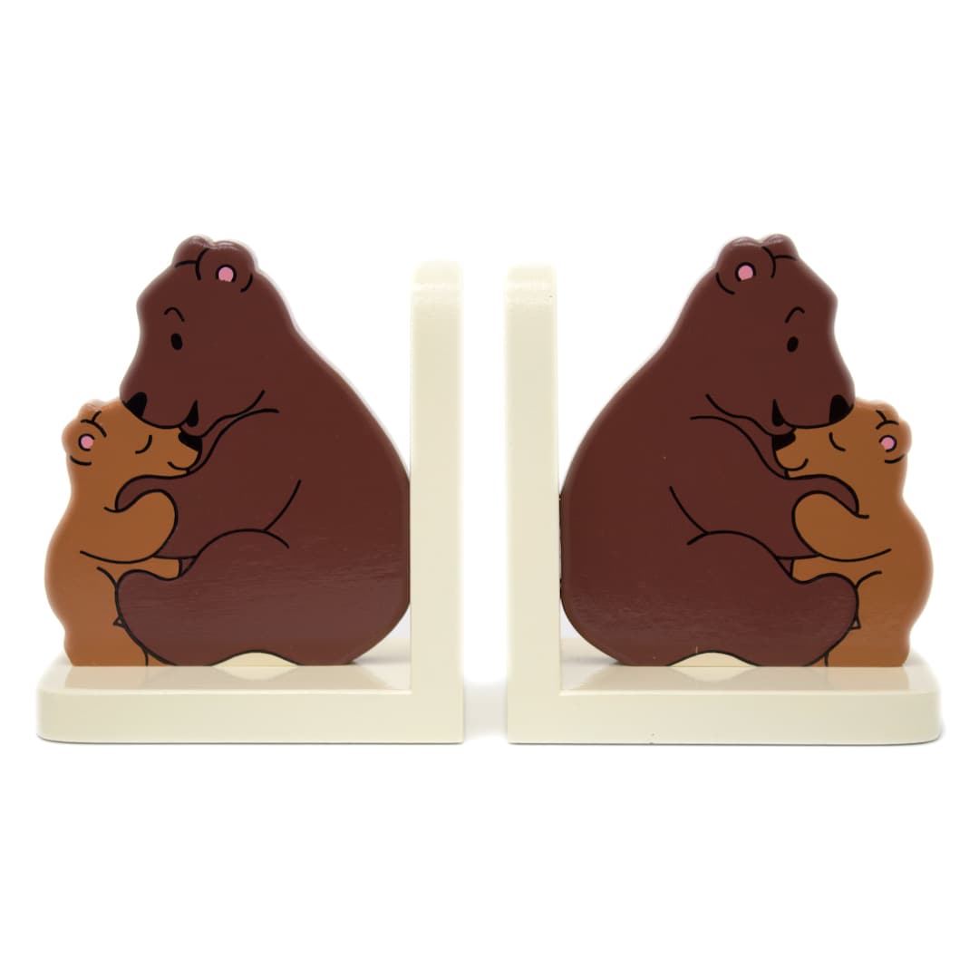 Bear Hug Wooden Bookends for Kids Childrens Book Ends Book Stoppers for ...