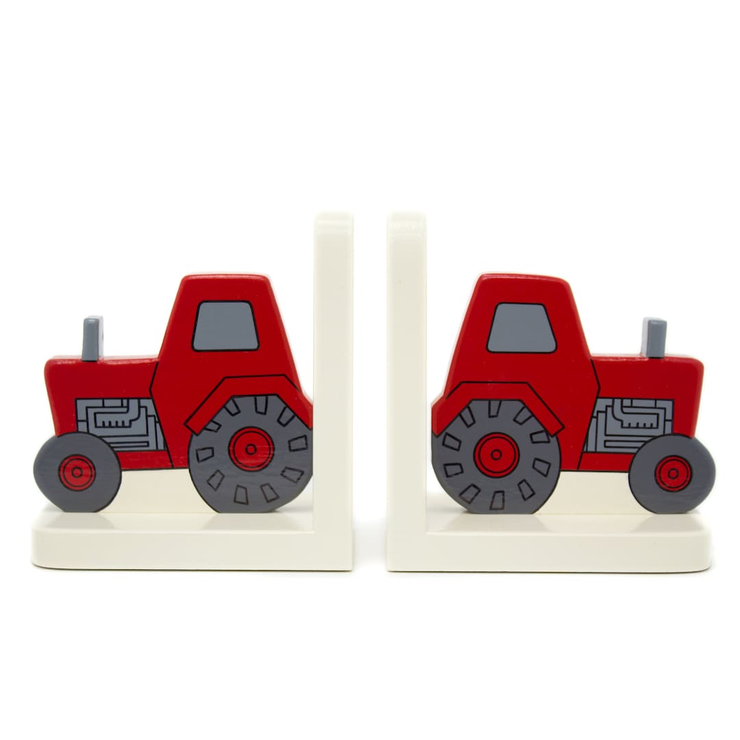 Red Tractor Wooden Bookends for Kids Childrens Book Ends Book Stoppers ...