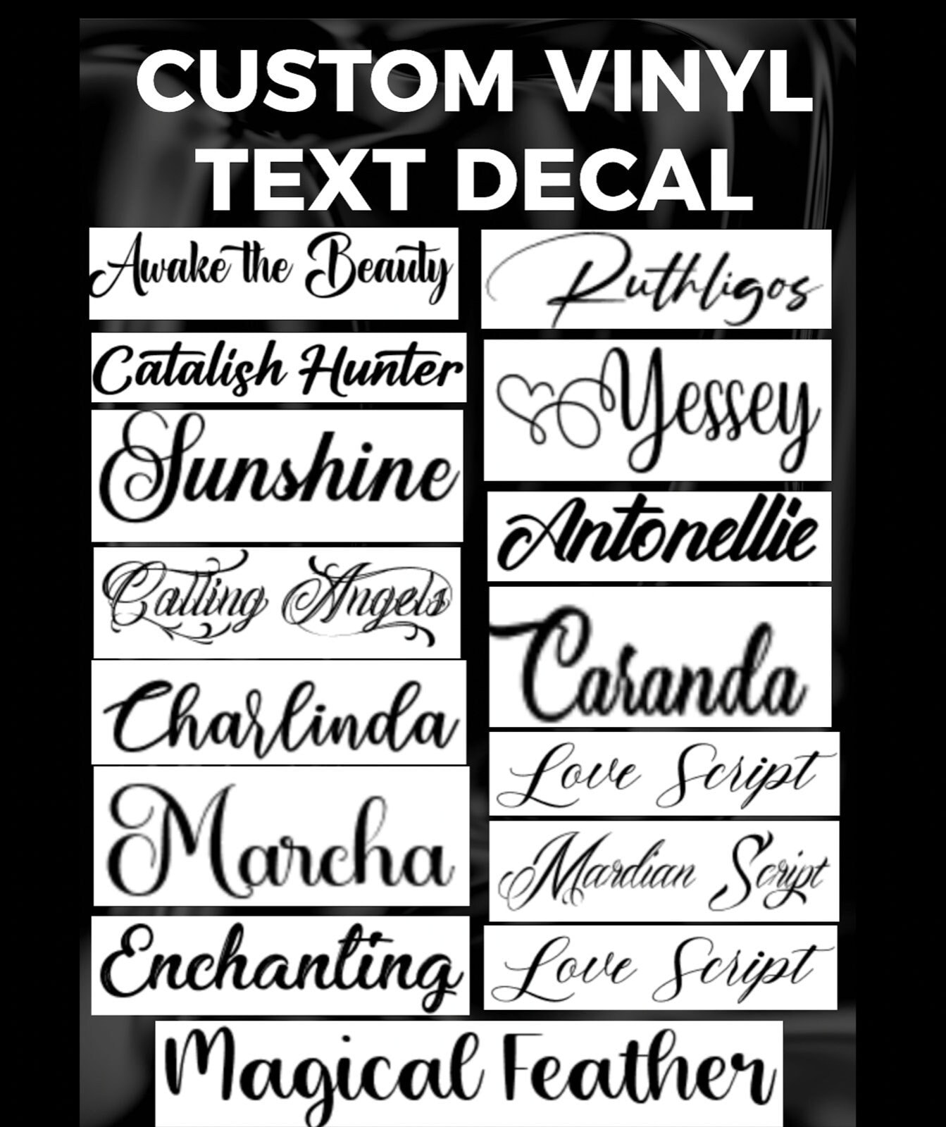 Cursive Custom Text Vinyl Decal Sticker Script Personalized Lettering ...