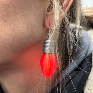 Light up Glowing LED Lightbulb Earrings • Colored Bulb • red Green Teal ...