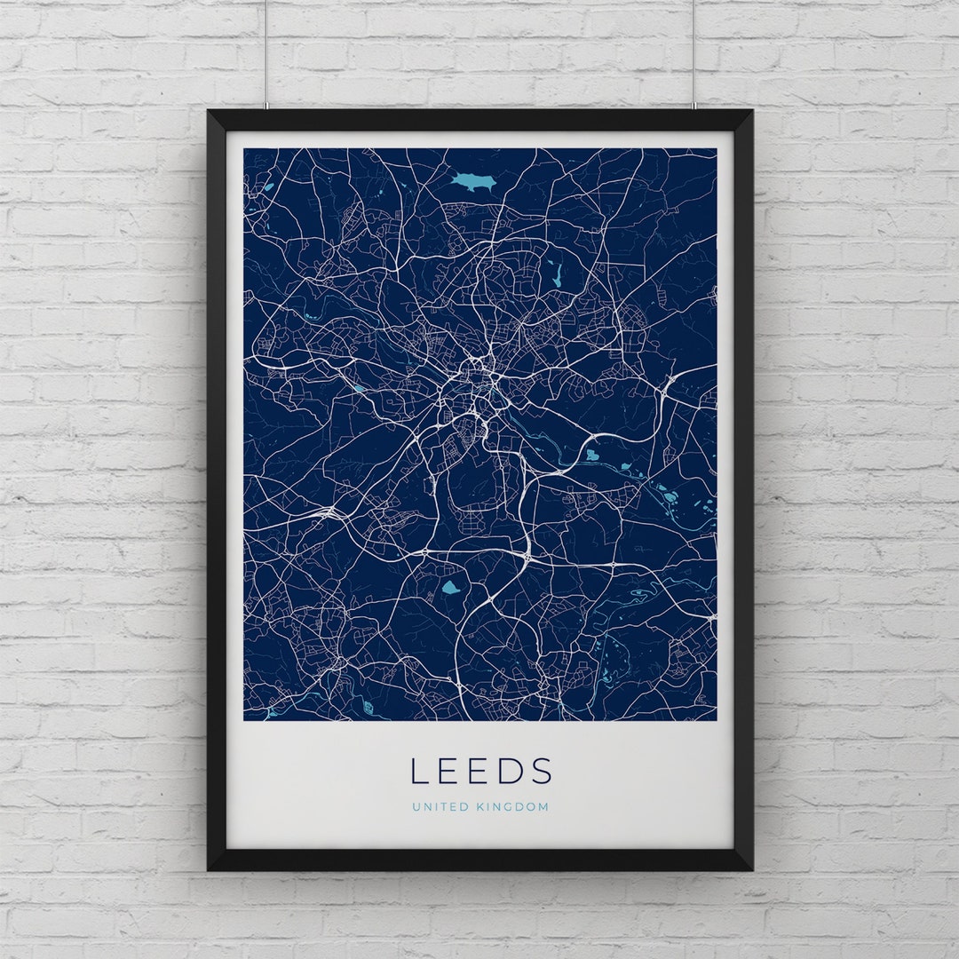 Leeds City Map Print, Wall Art, Map Prints, Location Map Prints, Europe ...
