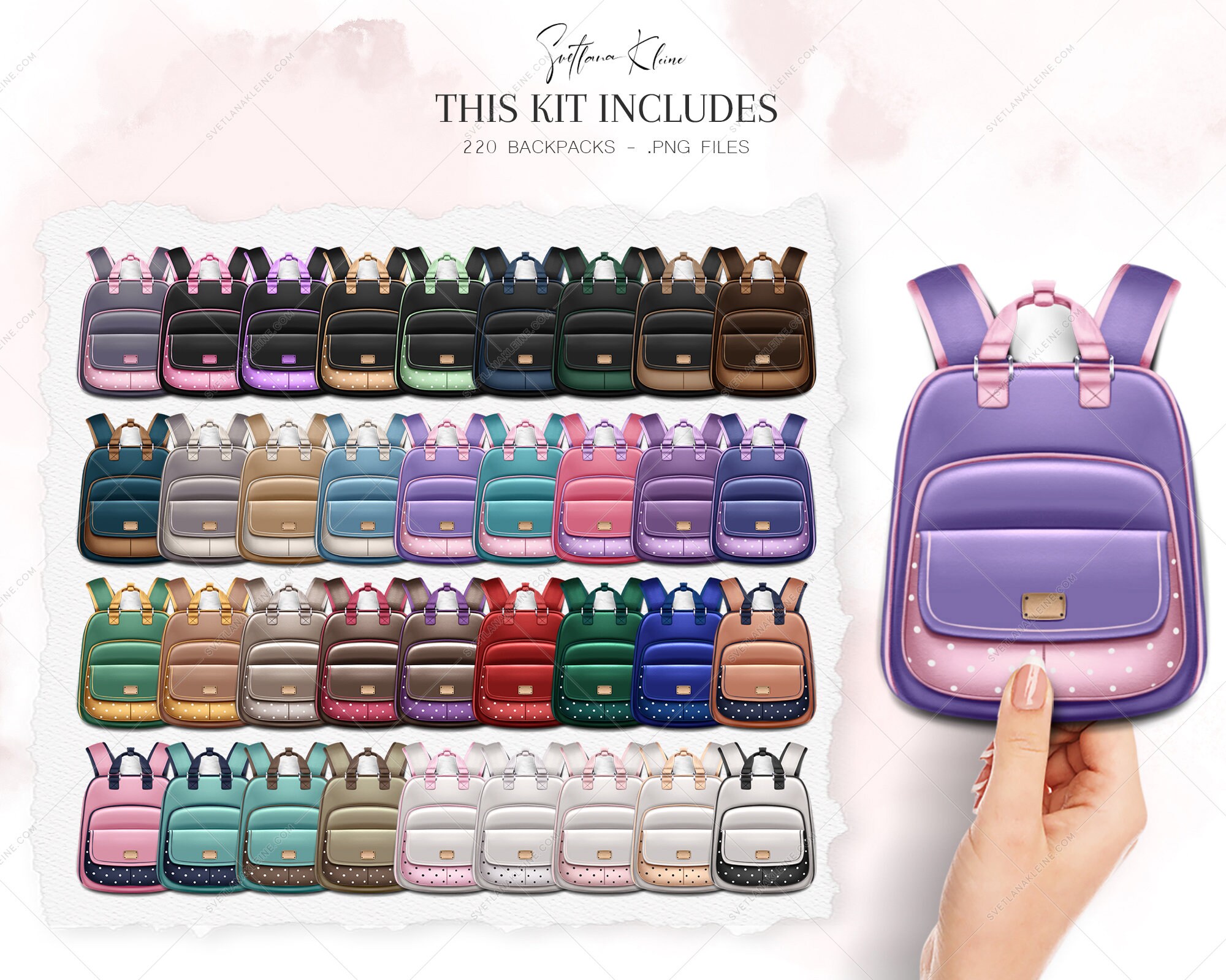 Backpacks Clip Art Bags Clipart Briefcases PNG School Bags - Etsy