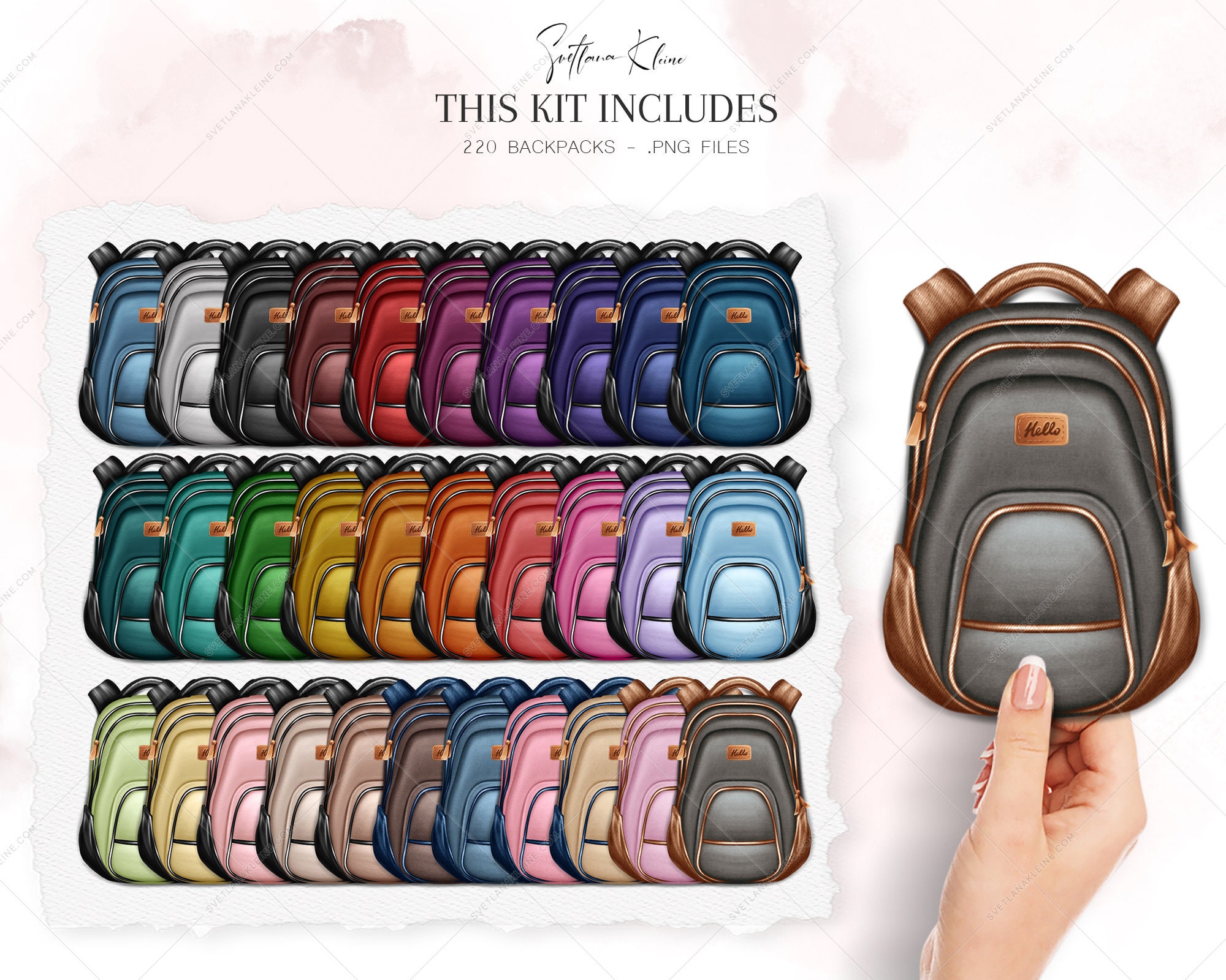 Backpacks Clip Art Bags Clipart Briefcases PNG School Bags - Etsy