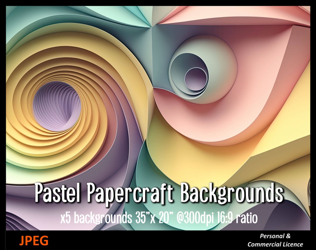 Pastel Coloured Papercraft Backgrounds Jpegs, 16:9 Ratio, Digital Paper ...