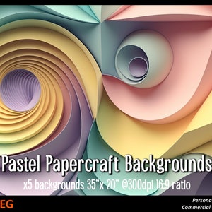Pastel Coloured Papercraft Backgrounds Jpegs, 16:9 Ratio, Digital Paper ...