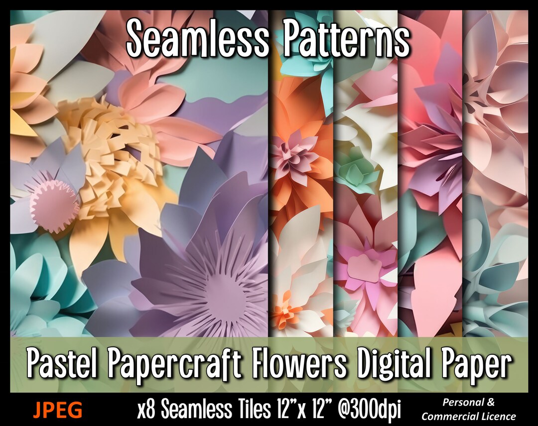 Floral Paper Flower Clipart, Digital Paper Scrapbook, Printable ...