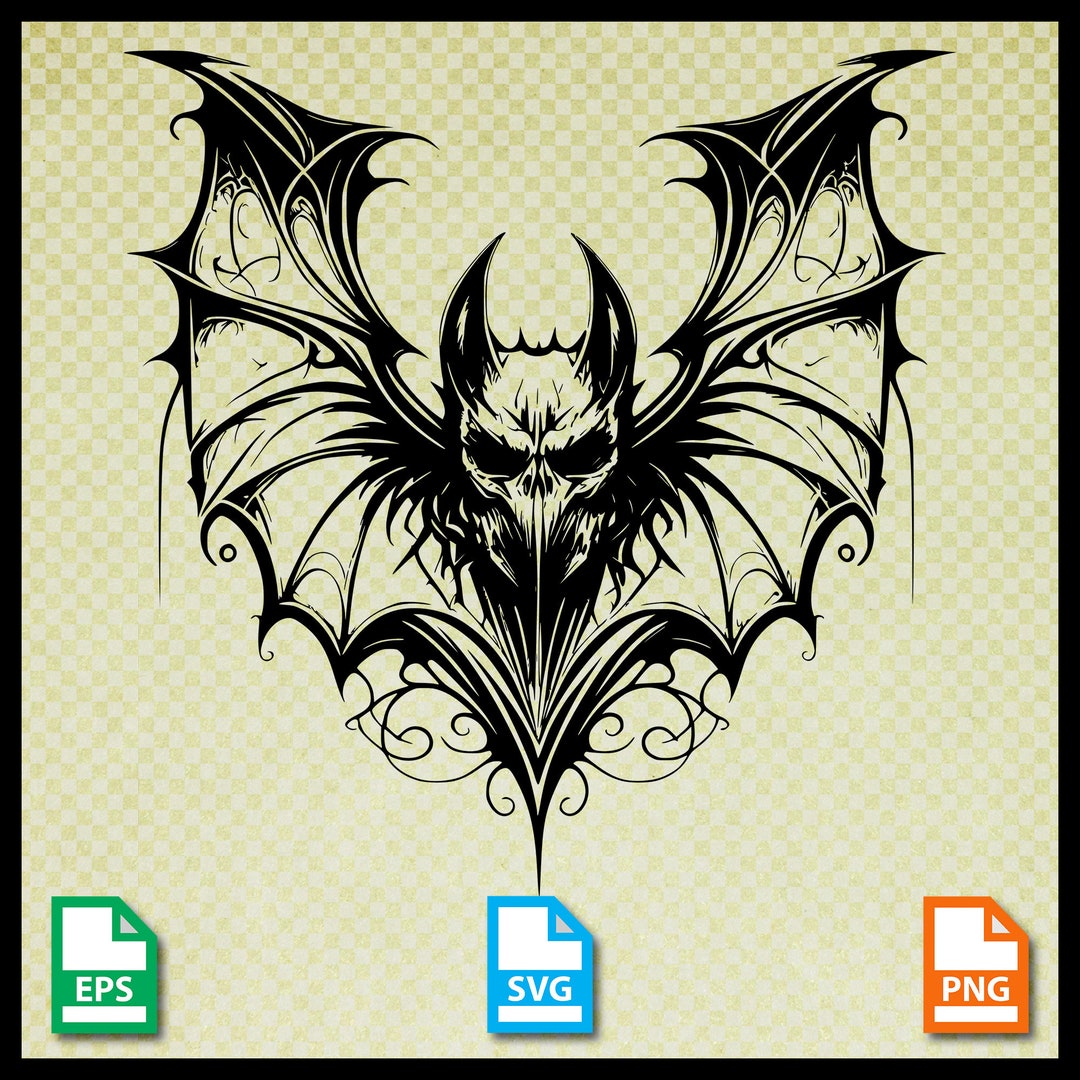 Gothic Bat Svg, Gothic Eps, Silhouette Cameo4, Cricut, Cut File ...