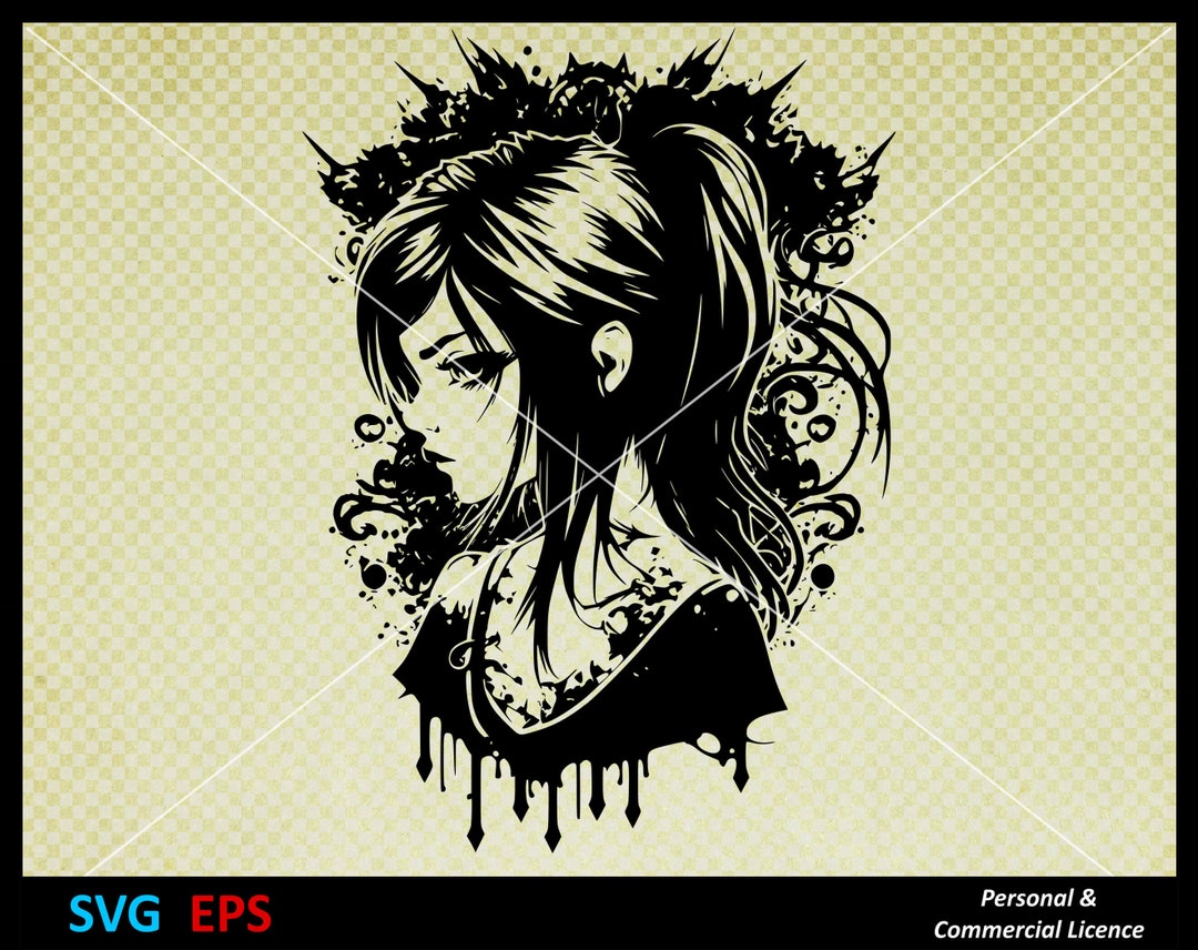 Goth Girl Svg Gothic Eps Silhouette Cameo4 Cricut Cut - Etsy