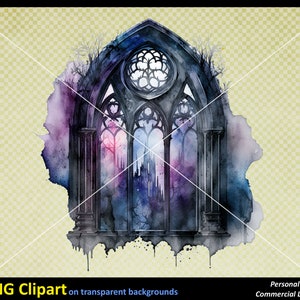 Gothic Window Clipart Png, X6, Watercolour, Horror, Instant Digital ...