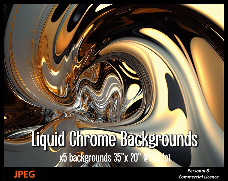 Liquid Chrome Backgrounds Jpegs Digital Paper Clipart Set - Etsy