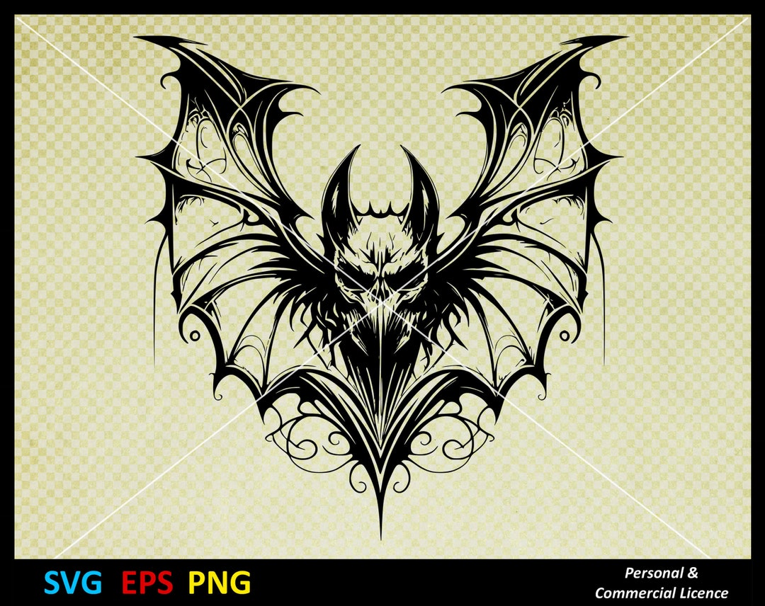 Gothic Bat Svg Gothic Eps Silhouette Cameo4 Cricut Cut - Etsy