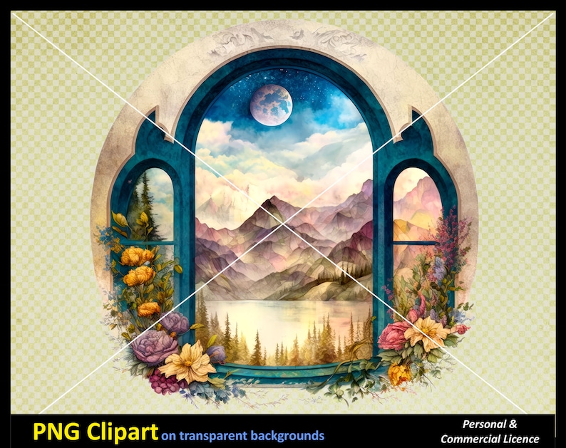 Fantasy Window Clipart Png X12 Watercolour Bundle Instant - Etsy Australia
