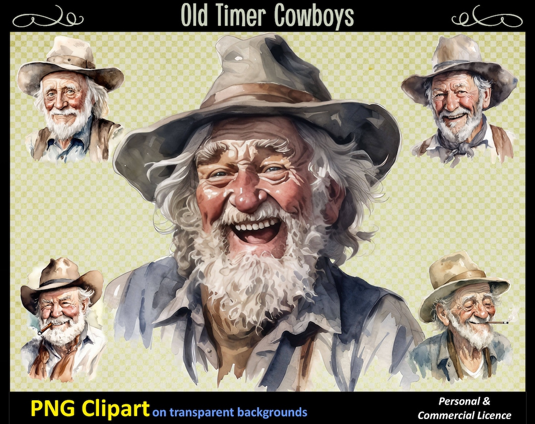 Watercolor Western Clipart , Cowboy Clipart Png, Old Timers, American ...