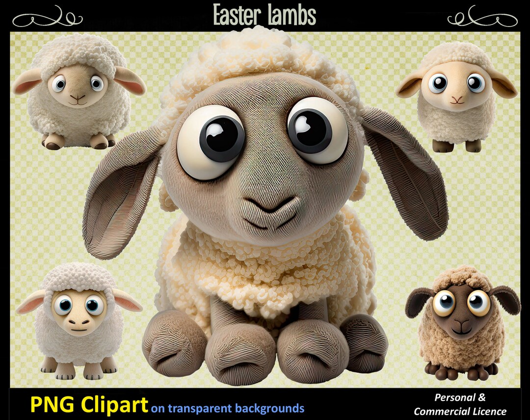 Lambs Clipart Png, Six Images, Easter Themed Lambs, Spring Season, Digital Download, Commercial ...