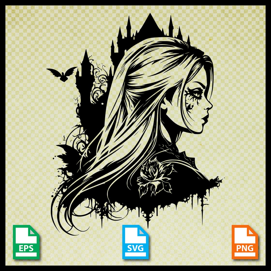 Goth Girl Svg, Gothic Eps, Silhouette Cameo4, Cricut, Cut File, Cat ...