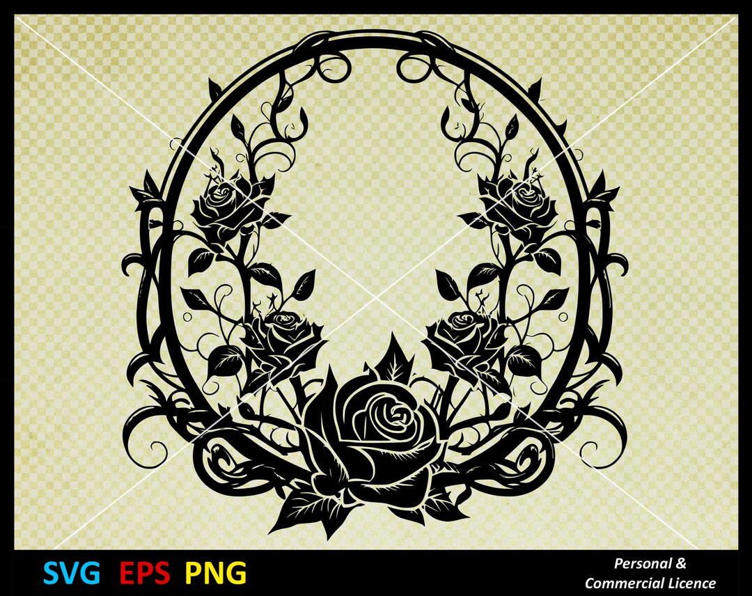Gothic Ring of Roses Svg Download Eps Silhouette Cameo4 - Etsy