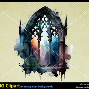 Gothic Window Clipart Png, X6, Watercolour, Horror, Instant Digital ...