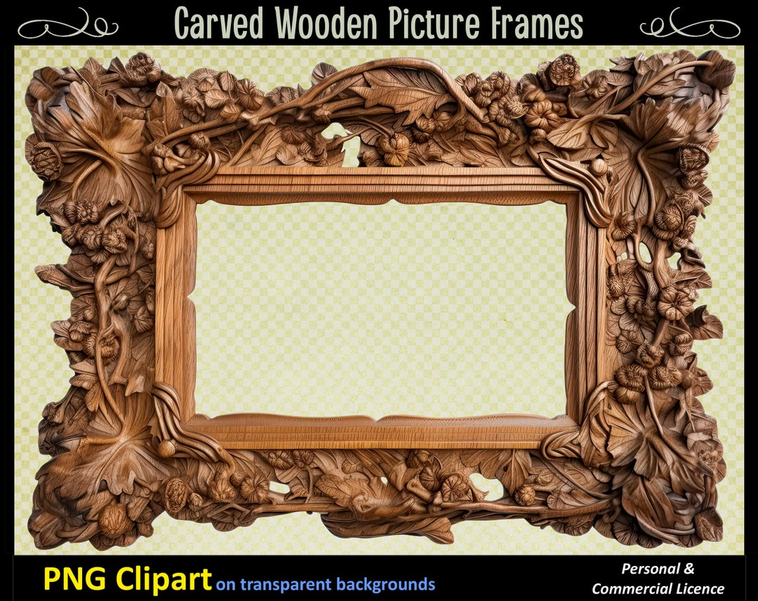 Carved Picture Frame Clipart Vintage Wood Frame PNG X5 Vintage Diy Art ...