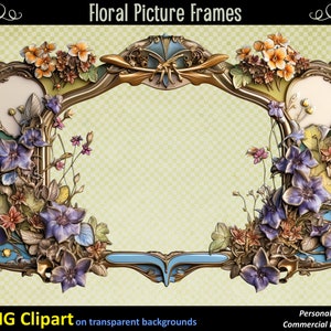 Vintage Floral Picture Frames Set, DIY Art Projects, Commercial Use ...