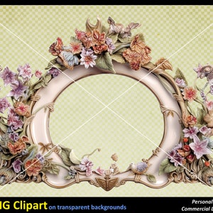 Vintage Floral Picture Frames Set, DIY Art Projects, Commercial Use ...