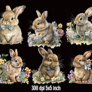 Bunny Clipart Png, Six Images, Easter Themed Rabbits, Spring Season ...