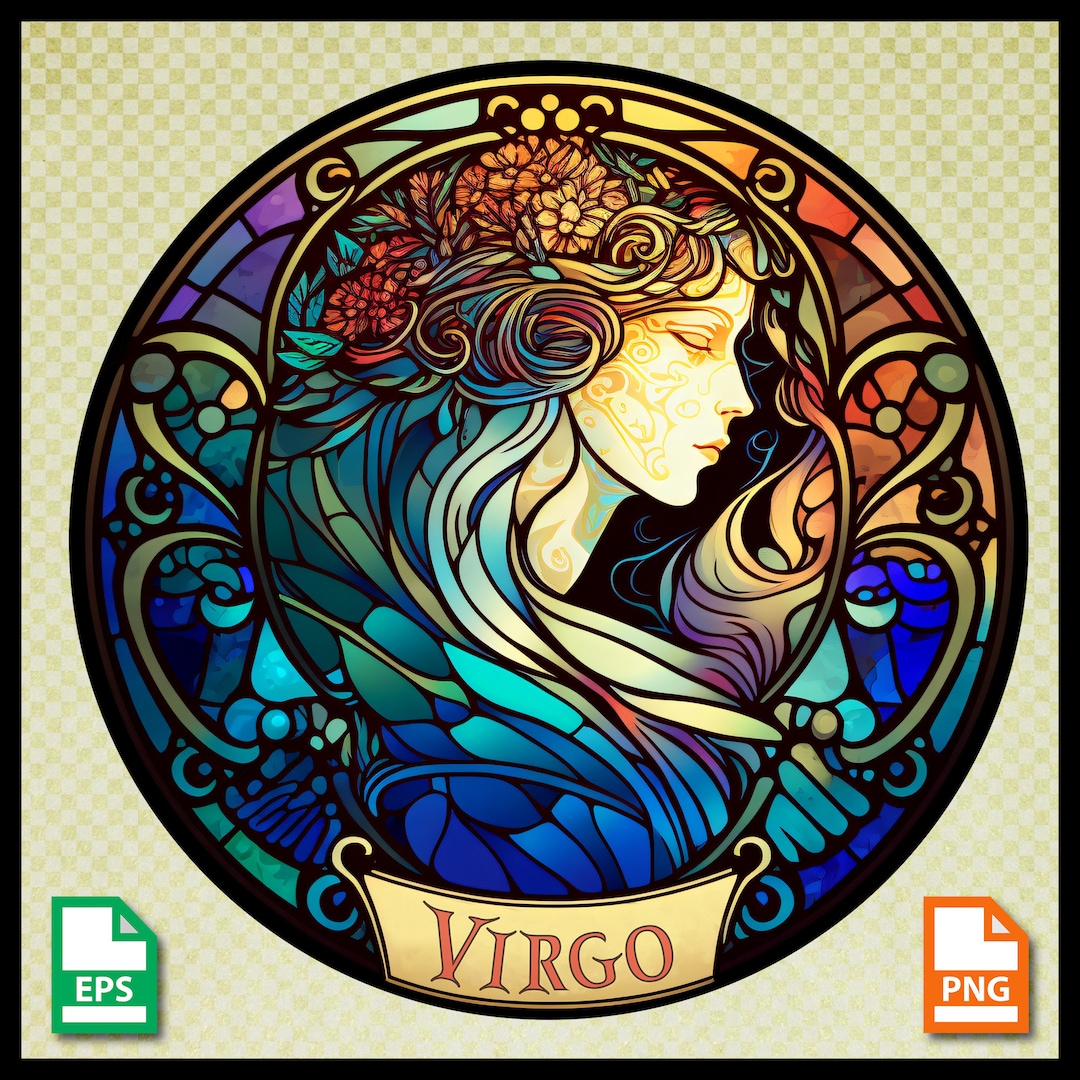 Virgo Zodiac Printable Graphic, Zodiac Png, Horoscope Eps, Commercial ...