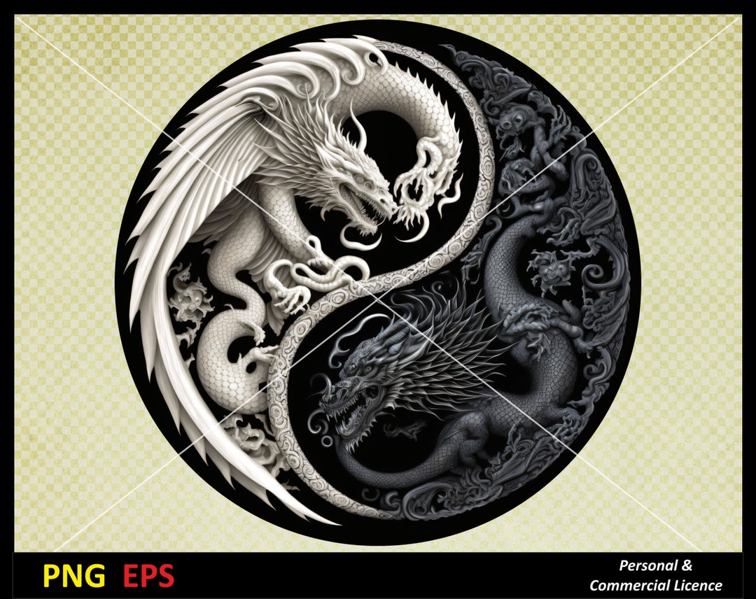 Dragon Yin Yang Symbol Png Ying And Yang Eps Ying And Yang Etsy