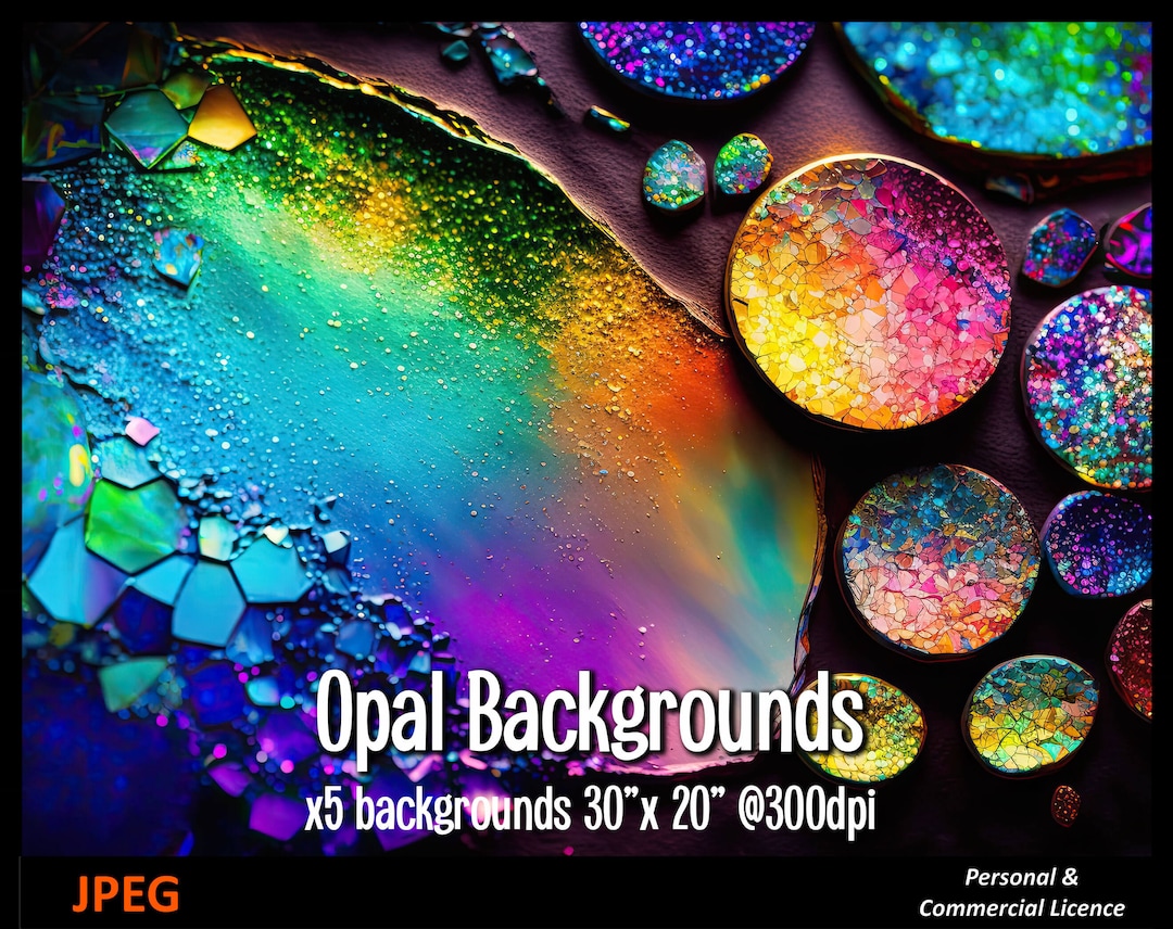Rainbow Opal Backgrounds Jpegs, 16:9 Ratio, Digital Paper, Clipart Set ...