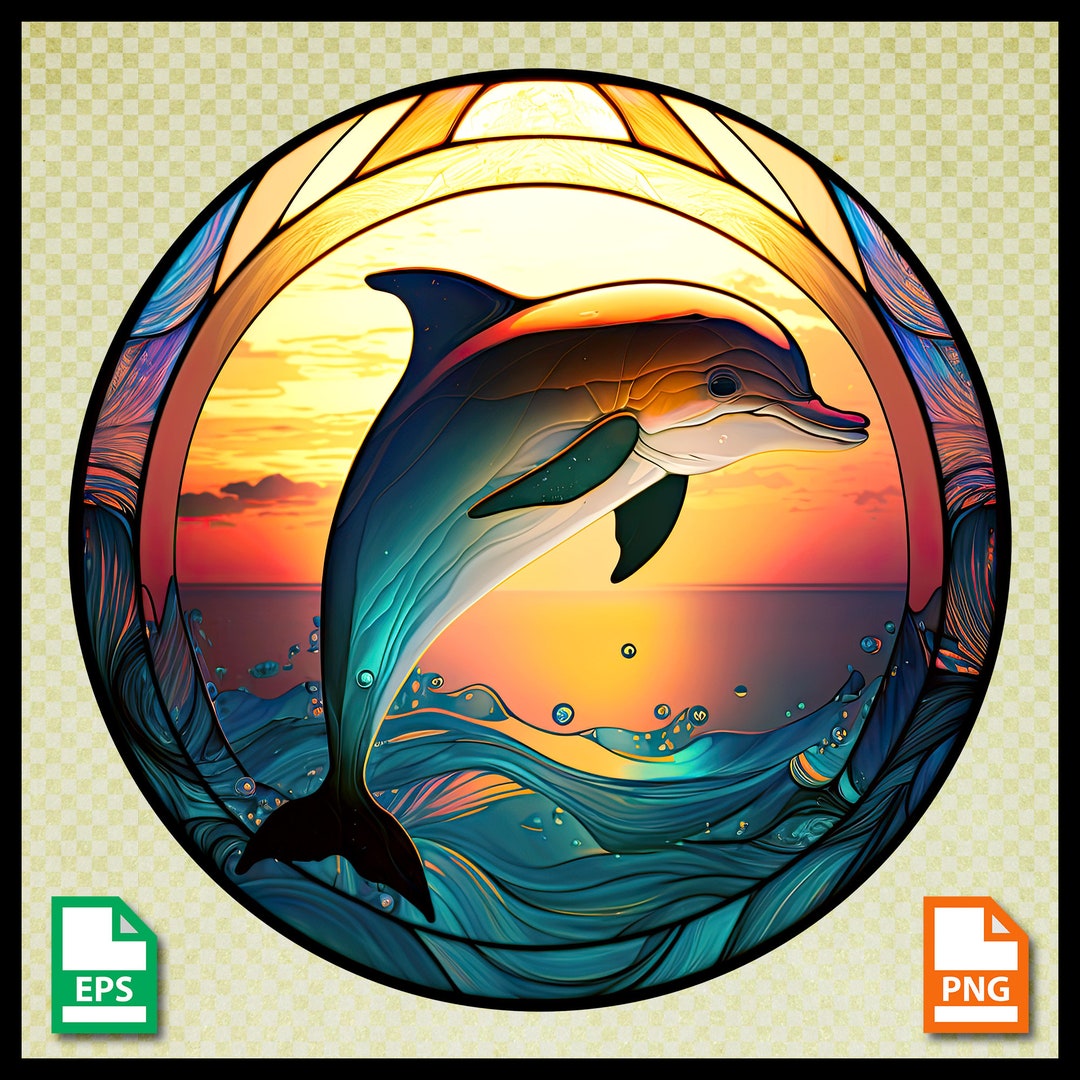 A Dolphin Printable Digital Download, Png, Circular Design, Commercial ...