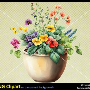 Garden Flower Pots Clipart Png, Six Images, Gardening, Spring Season ...