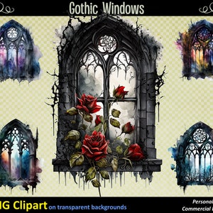 Gothic Window Clipart Png, X6, Watercolour, Horror, Instant Digital ...
