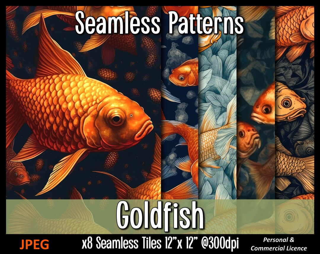 Goldfish Seamless Pattern for Decoupage Digital Paper Printable ...