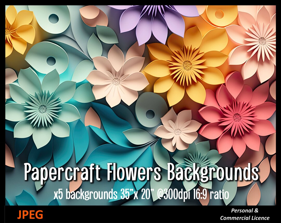 Papercraft Flowers Abstract Backgrounds Jpegs, 16:9 Ratio, Digital ...