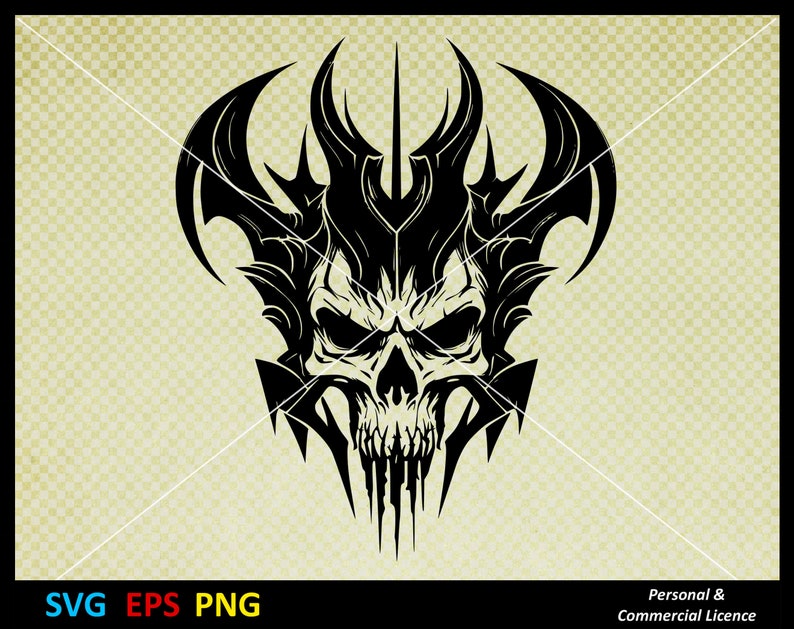 Gothic Demon Skull Svg Gothic Eps Silhouette Cameo4 Cricut - Etsy