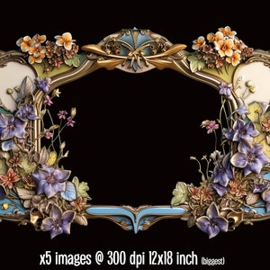 Vintage Floral Picture Frames Set, DIY Art Projects, Commercial Use ...