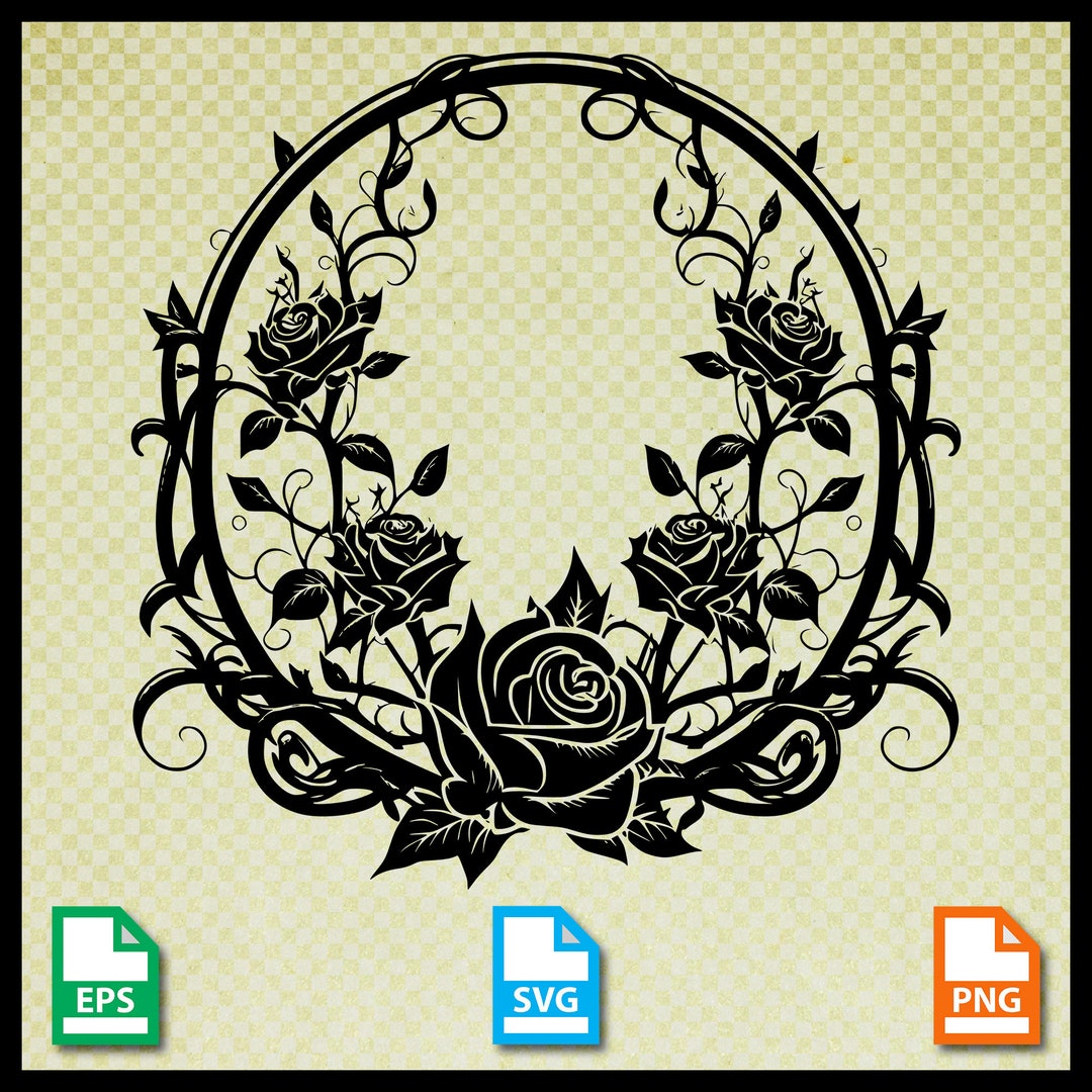 Gothic Ring of Roses Svg, Download Eps, Silhouette Cameo4, Cricut, Cut ...