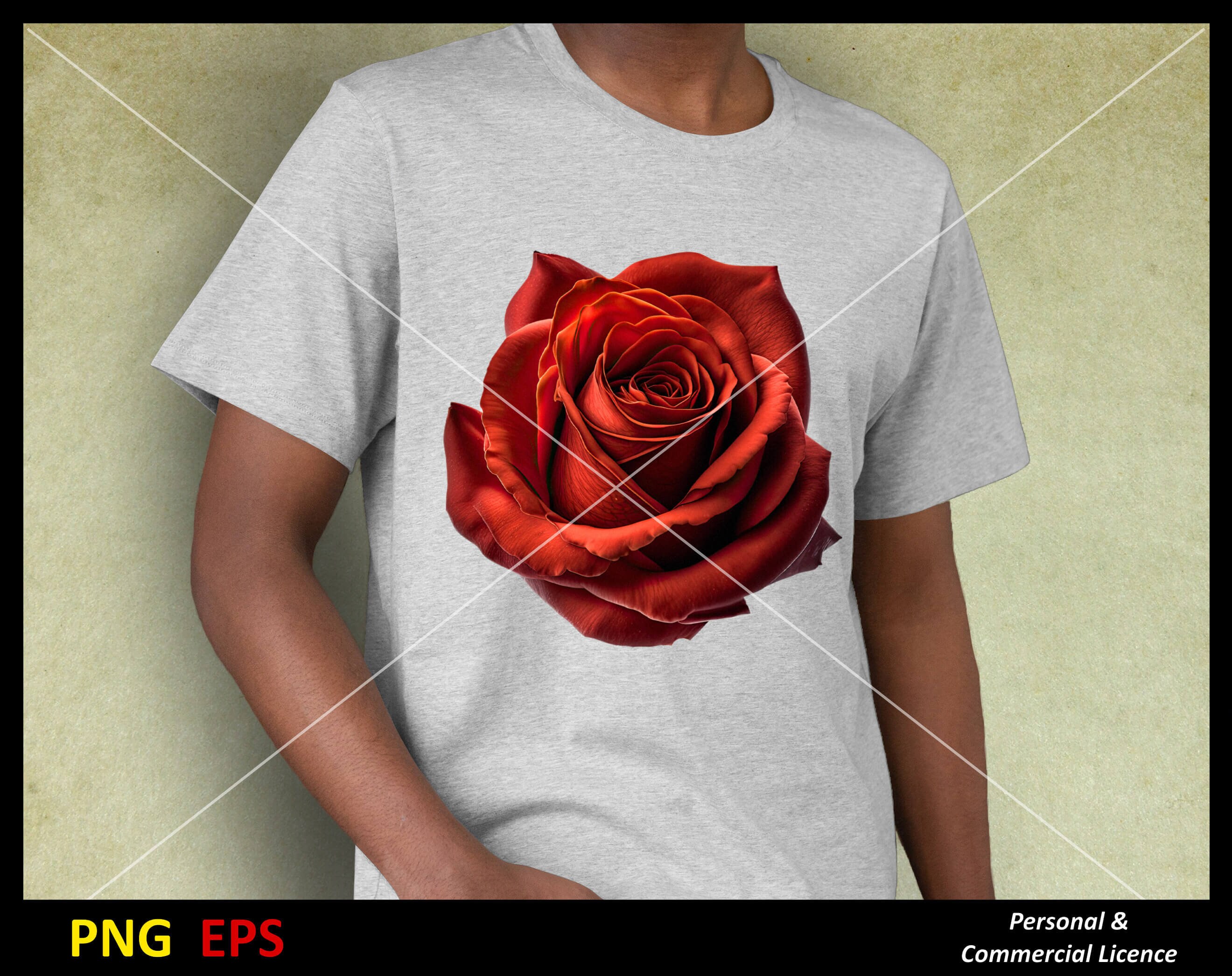 Red Rose Printable Graphic Clipart Silhouette Cameo 4 - Etsy