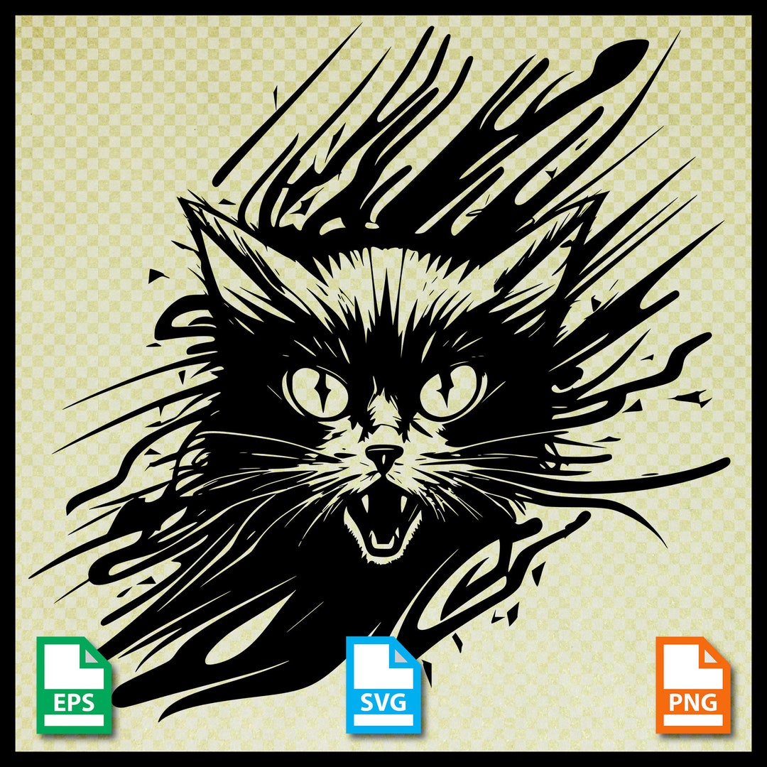 Angry Cat Svg, Feline Png, Printable Digital Download, Annoyed Kitten ...