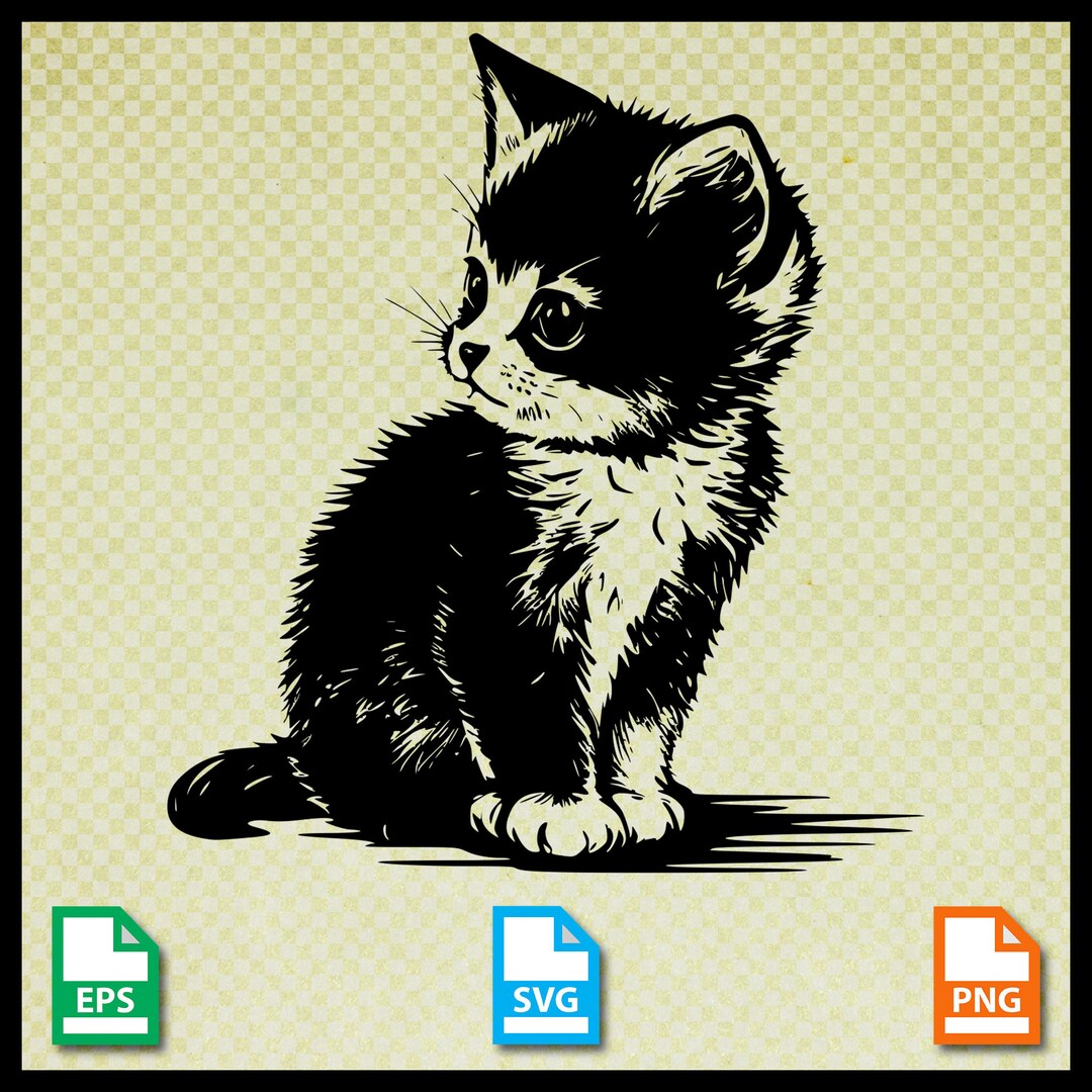 Cute Kitten Svg, Tabby Cat Svg , Printable Digital Download, Cute ...