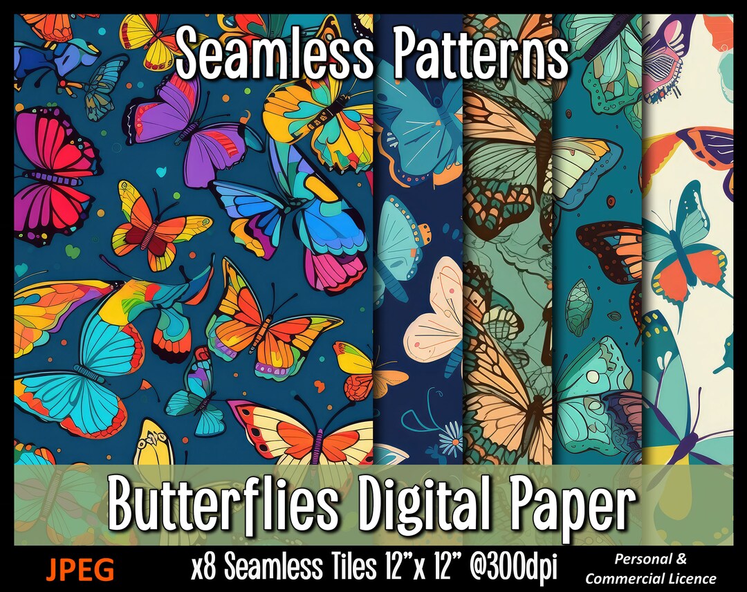 Butterfly Clipart Seamless Pattern for Decoupage Scrapbooking Paper ...