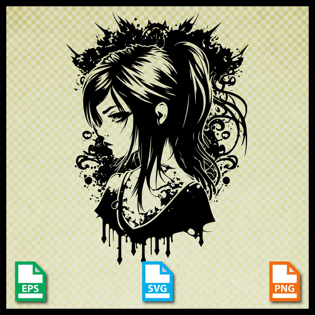 Goth Girl Svg, Gothic Eps, Silhouette Cameo4, Cricut, Cut File, Cat ...