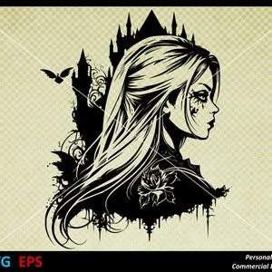 Goth Girl Svg, Gothic Eps, Silhouette Cameo4, Cricut, Cut File, Cat ...