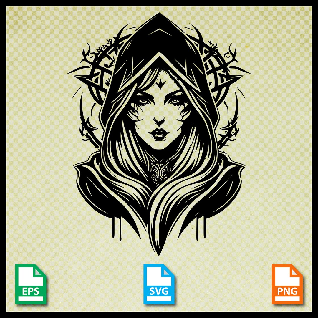 Gothic Sorceress Svg, Gothic Eps, Silhouette Cameo4, Cricut, Cut File ...