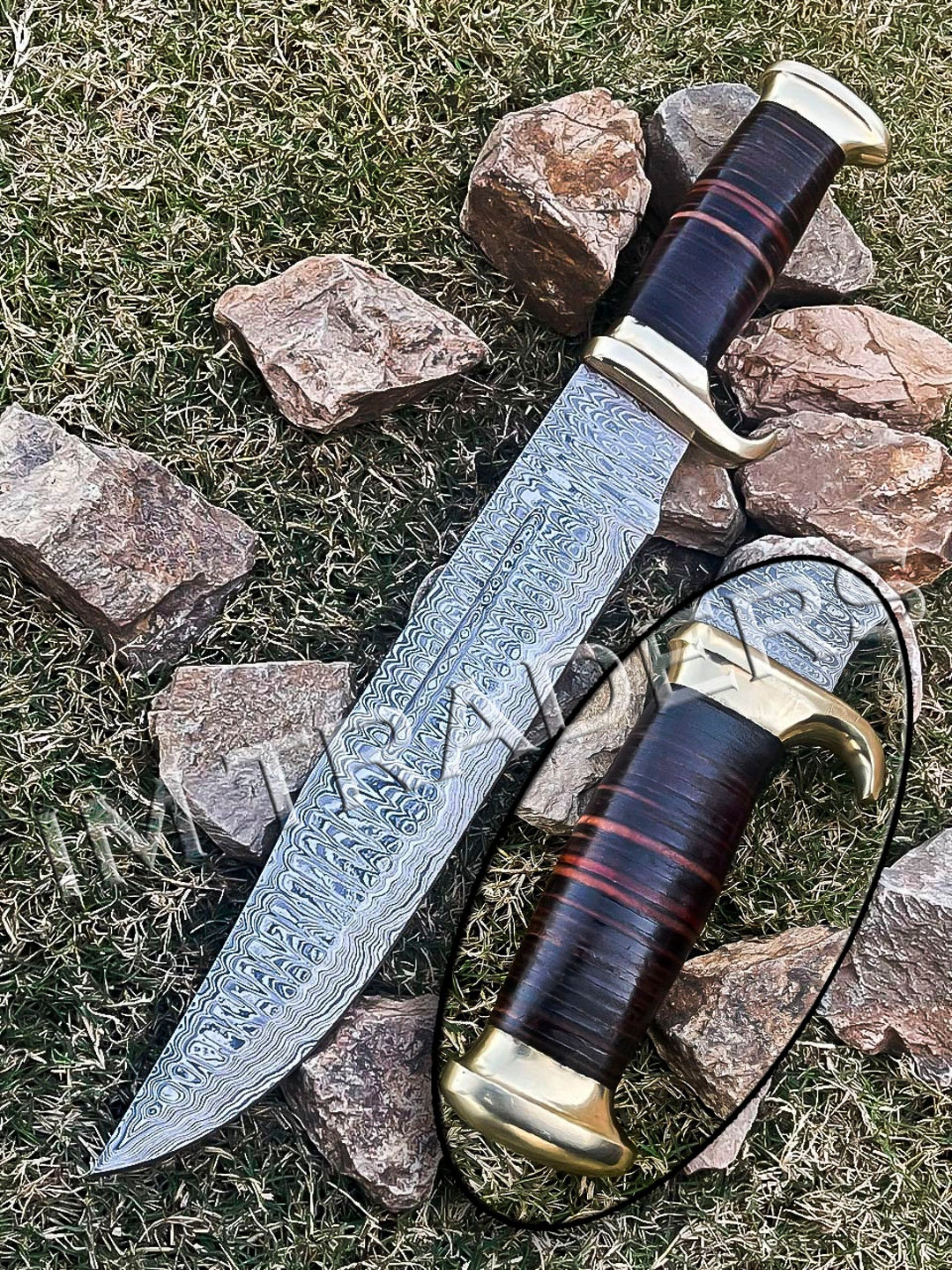 Custom Made Hand Forged Damascus Knife Damascus Steel Blade Fixed Blade ...