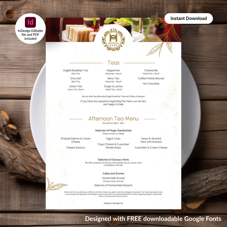 Editable Conference Menu Afternoon Tea Menu, Hotel Menu, Bar Menu ...