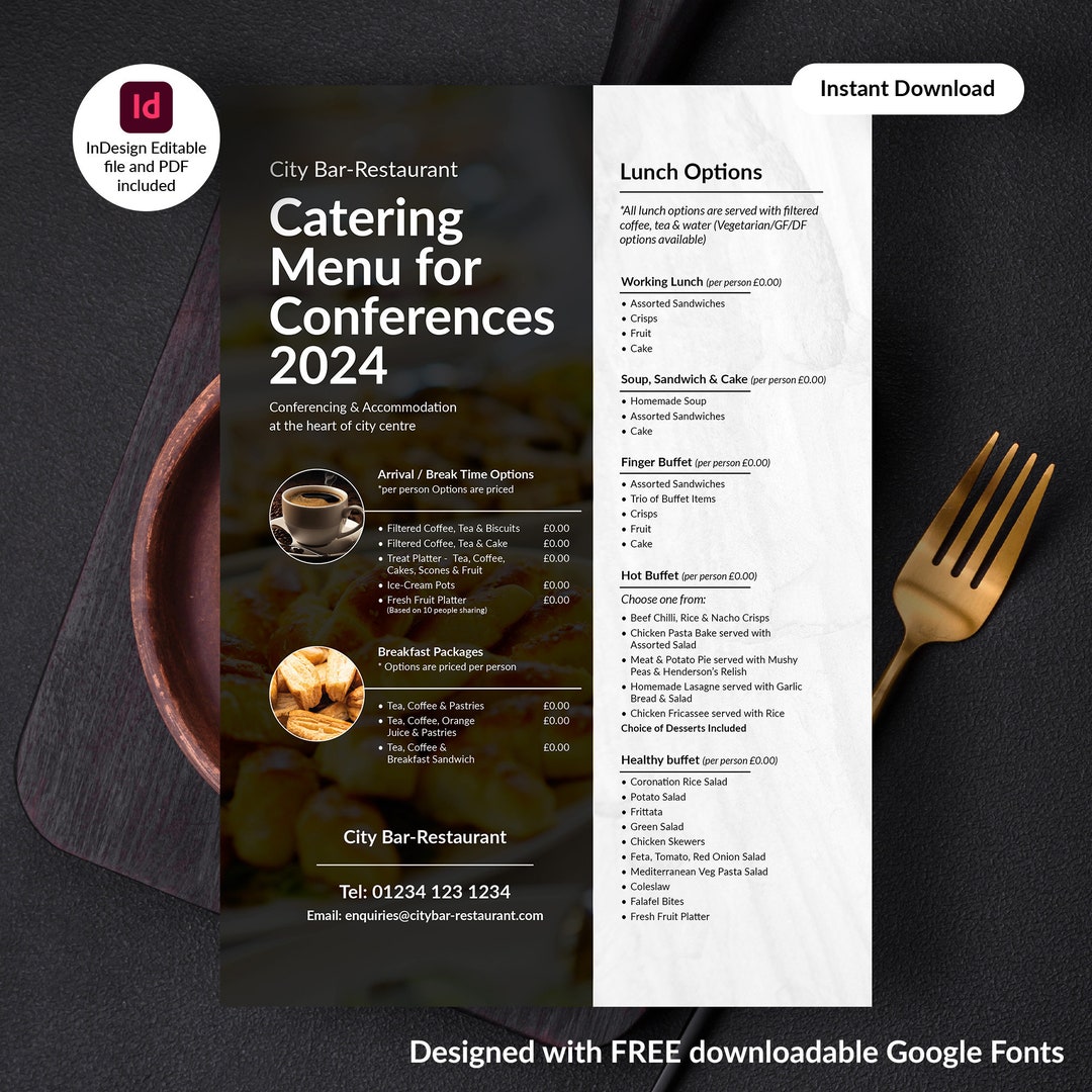 Editable Conference Menu Afternoon Tea Menu, Hotel Menu, Bar Menu ...