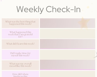 Digital Weekly Check in Template - Etsy